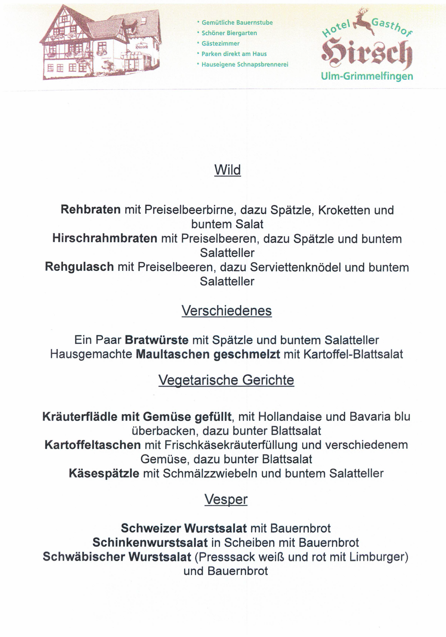 Speisekarte – Hotel-Gasthof Hirsch